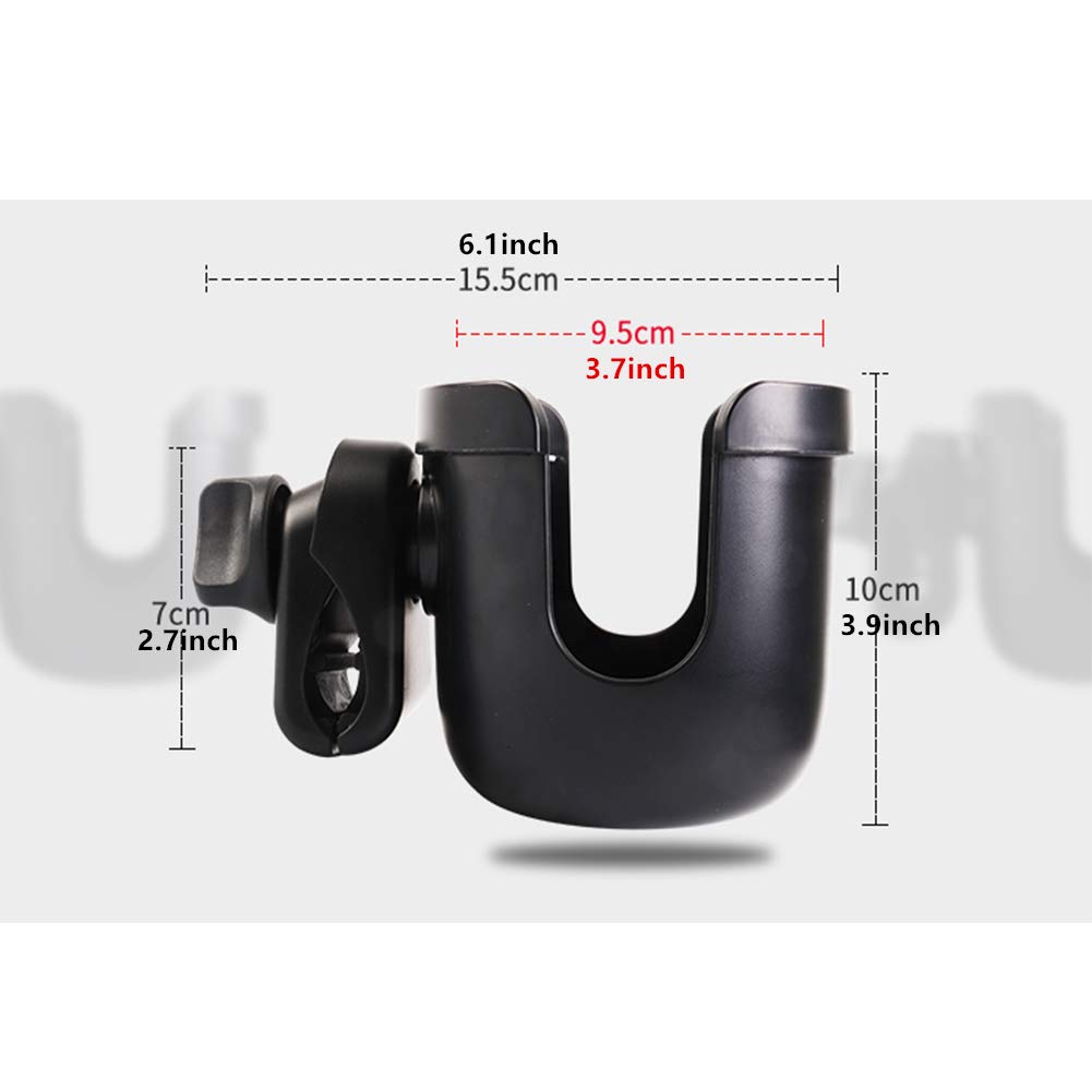 Universal Baby Stroller Cup Holder, Bike Bottle Holder Large Caliber Designed 360 Degrees Rotation Fit for Stroller, Wheelchair, Walker, Trolleys
