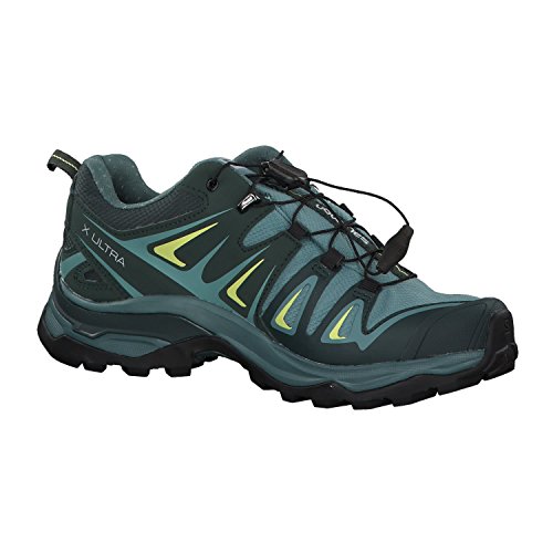 Salomon X Ultra 3 Gore-TEX Hiking Shoes for Women, Artic/Darkest Spruce/Sunny Lime, 9