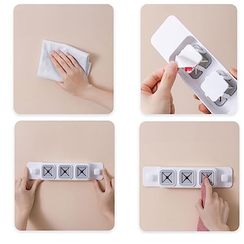 SPYKEY Towel Hook Three-Hole Towel Stopper Storage Free Perforated Rag with Two Hooks Kitchen Gadgets Organize Storage Multi-Purpose Hook