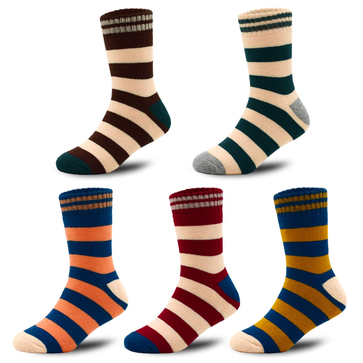 Thick Cotton Socks Kids Winter Warm Socks Fuzzy Socks 5 Pack For Boys And Girls 4-6 years