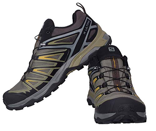Salomon X Ultra 3 Gore-TEX Hiking Shoes for Men, Castor Gray/Beluga/Green Sulphur, 10.5