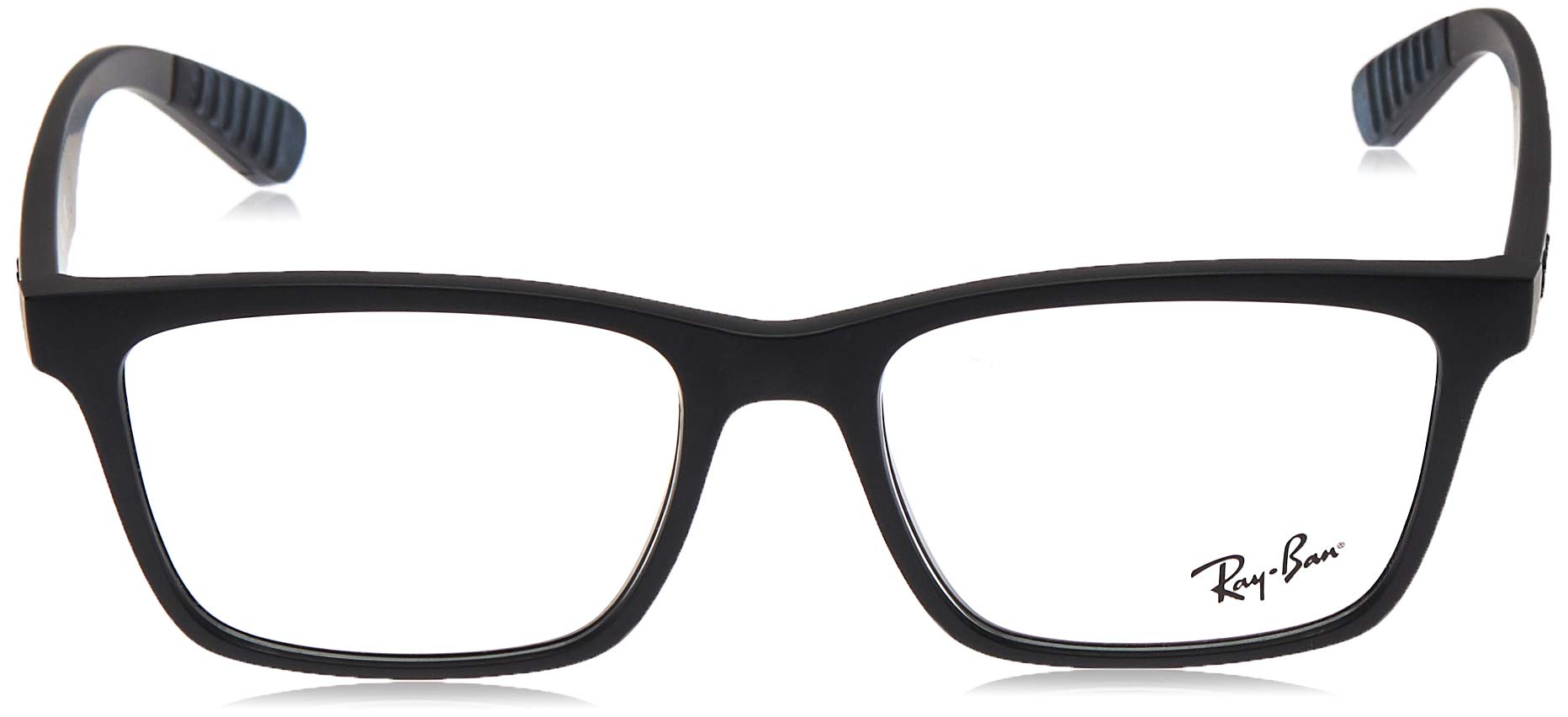 Ray-Ban RX7025 Square Prescription Eyeglass Frames, Matte Black/Demo Lens, 53 mm
