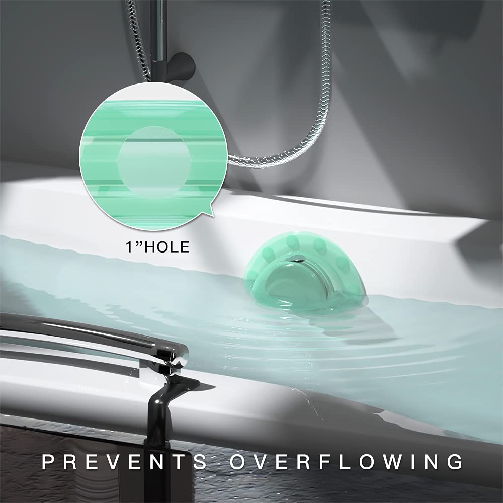 Tucana Bathtub Overflow Drain Cover, Adds Inches of Water for Leisure Bath, Strong Suction Cups Seal for Bathtub Drain Stopper, 6” Diameter Clear…