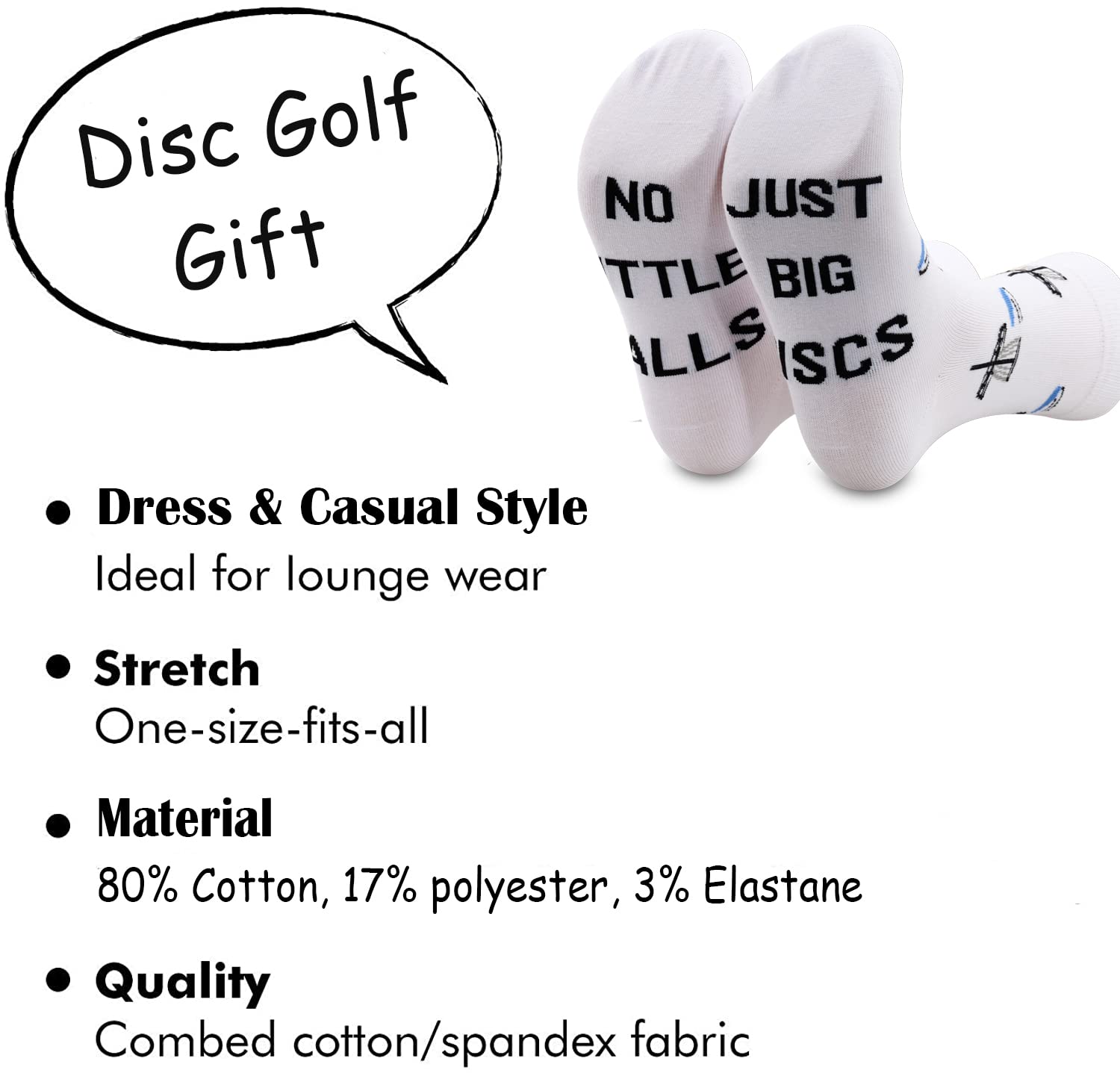TSOTMO Disc Golf Socks Golfing Gift Disc Golf Sport Socks Gift For Disc Golf Lover Novelty Sport Socks For Men (BIG DISC)