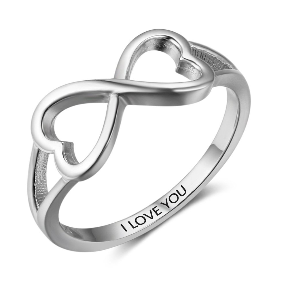 SILBERTALE 925 Sterling Silver Rings for Women Stacking Infinity Knot Double Heart I Love You Heart Promise Rings Stackable Wedding Bands Rings Size 6