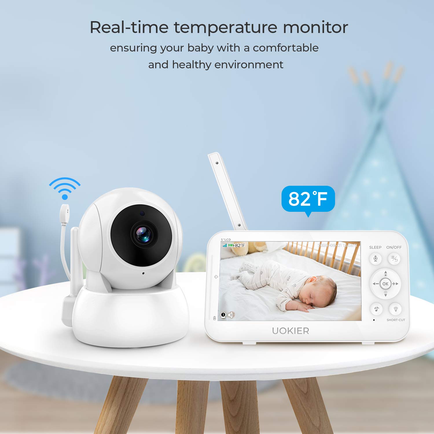 UOKIER Additional Camera Replacement Camera 5” Video Baby Monitor