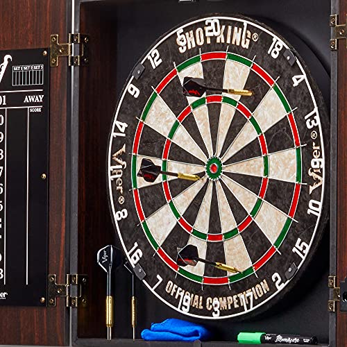 Viper by GLD Products Vault Deluxe Dartboard Cabinet with Shot King Sisal Dartboard and Illumiscore Scoreboard, Wood