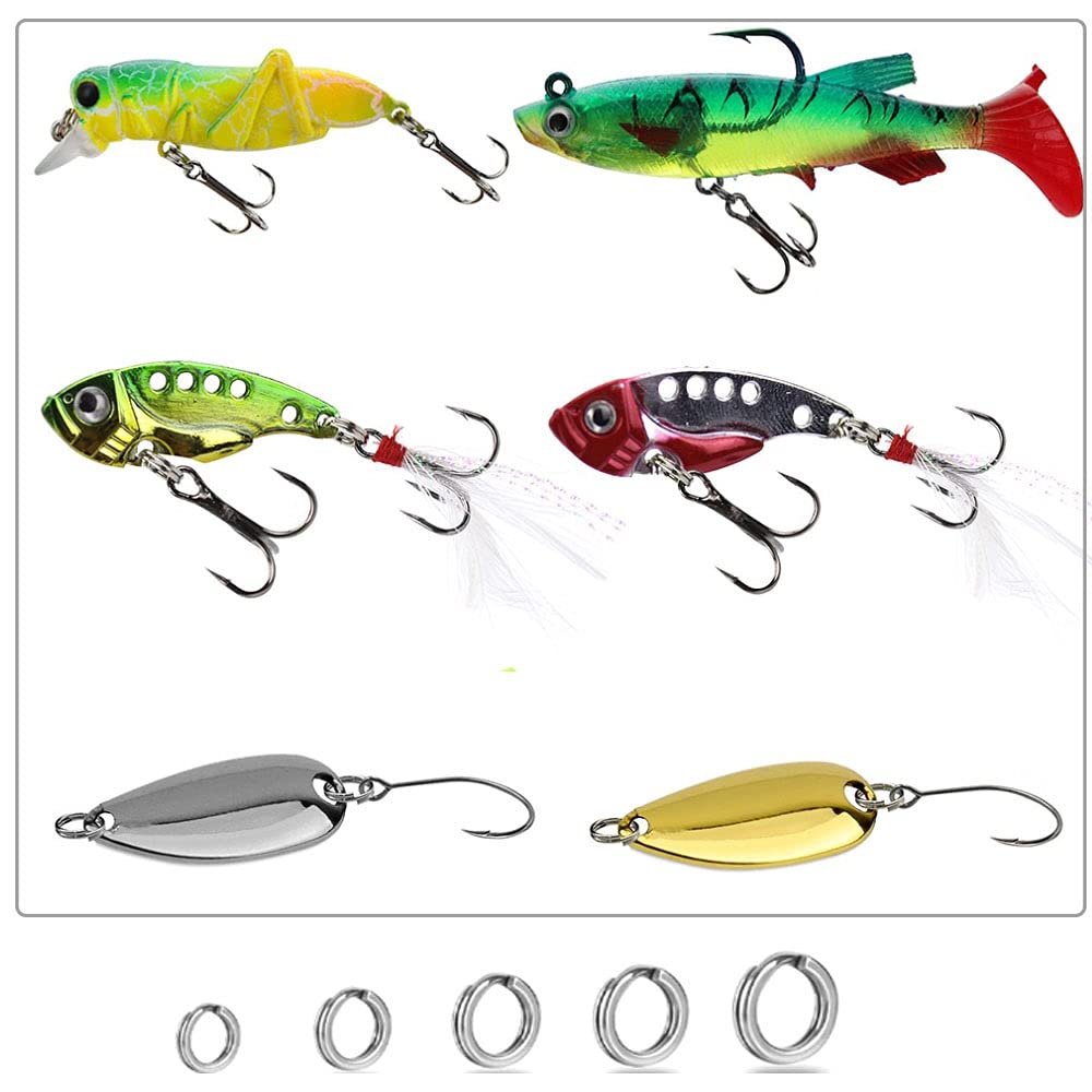 Tsurpcao 300pcs Stainless Steel Fishing Split Rings, High Strength Heavy Duty Fishing Lures Ring, Lure Tackle Connector
