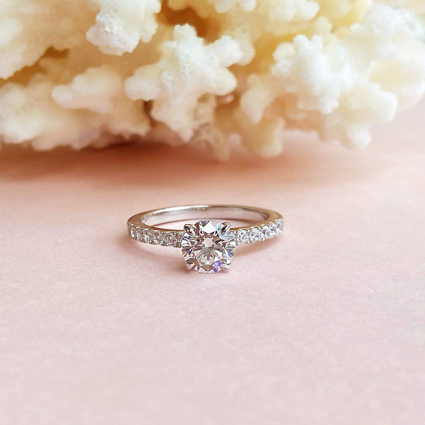Silver 1.0 Ct Round Bridal Ring Petite Cz Accented Halo Ring Cathedral Engagement Anniversary Solitaire (6)