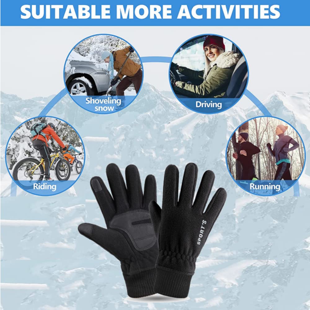 Winter Gloves Men Women Touch Screen Warm Gloves Water Resistant Windproof Thermal Gloves for Driving Running Cycling Texting (Gray)