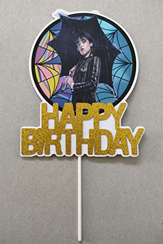 Wednesday Birthday Cake Topper, Wednesday Horror TV Theme Birthday Party Decorations