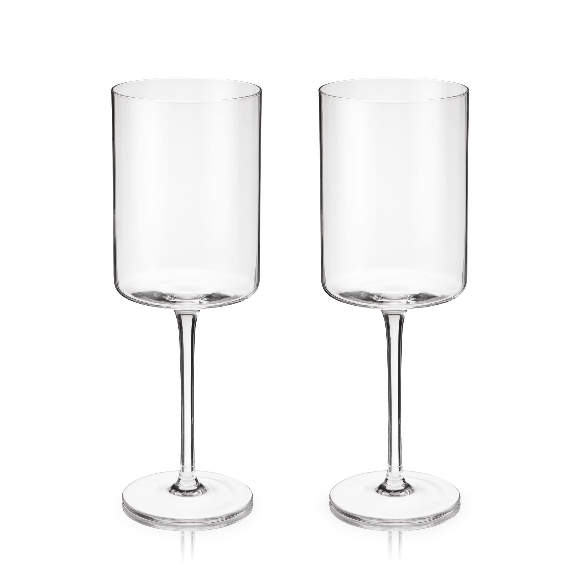 Viski Laurel Red Wine Glasses, Crystal Stemmed Tumblers Glassware for Wine or Cocktails, Top Rack Dishwasher Safe, 18 Oz, Set of 2