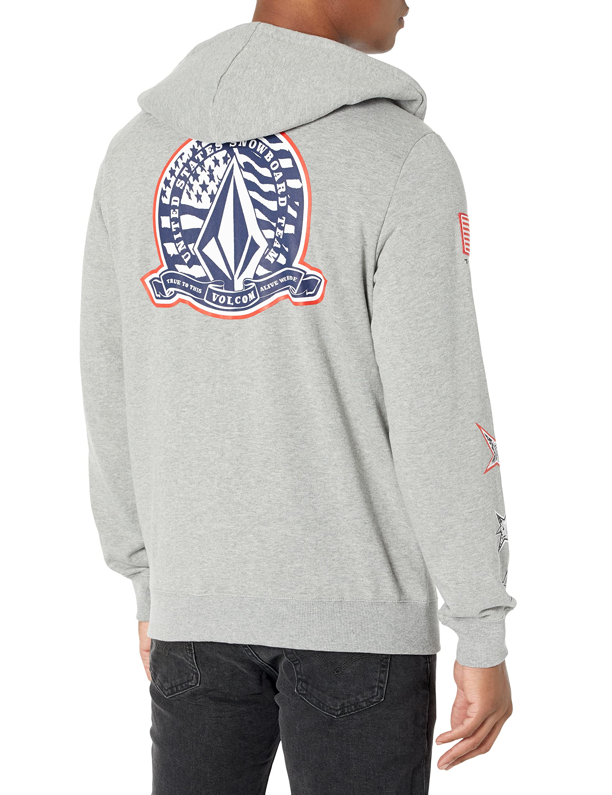 Volcom Men's Iconic Stone Zip Hooded Fleece Sweatshirt, USST Heather Grey, X-Large