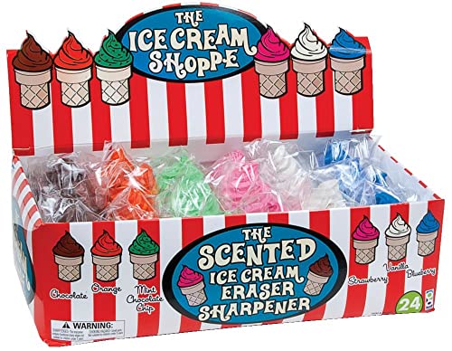 Raymond Geddes Ice Cream Shoppe Scented Erasers For Kids & Sharpener (Pack of 24)