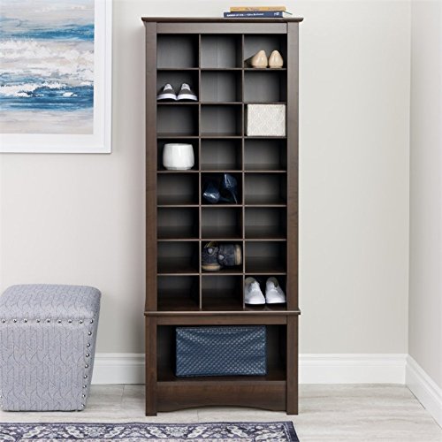 Prepac Hallway Furniture Set with Bench and Shoe Cubby Cabinet in Espresso