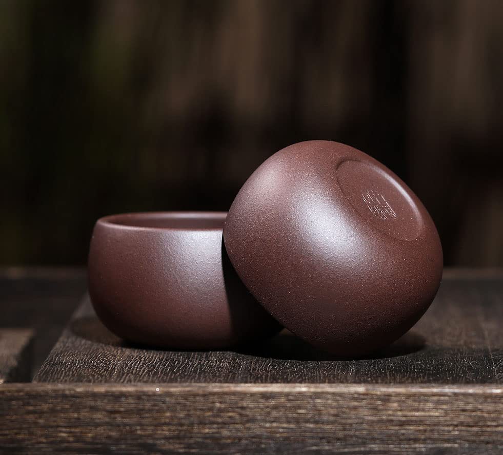 YXHUPOT Teacup 2pcs Chinese Yixing Clay Genuine Zini Zisha Gongfu Tea Cups 50ml (Zini)