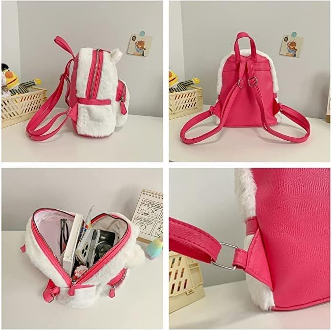 WEERSHUN Hello Kawaii Small Furry Cinnamoroll Dog Melody Plush Backpack Plush Backpack Cute Girl Bag, Kitty, Medium, Schoolbag