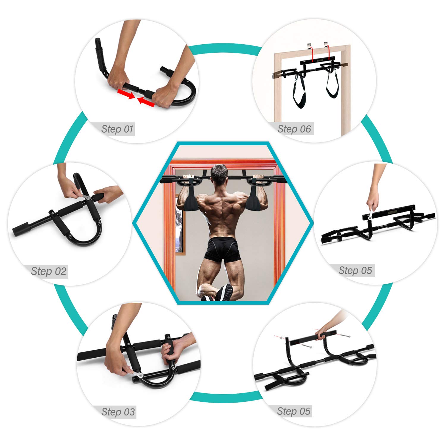 Yes4All Hanging Ab Straps for Pull Up Bar and Abdominal Training/Pull Up Straps for Abs Workout Workout/Ab straps/Ab Sling Straps - Sturdy, Safe Carabiner, Padded, All Bar Compatible