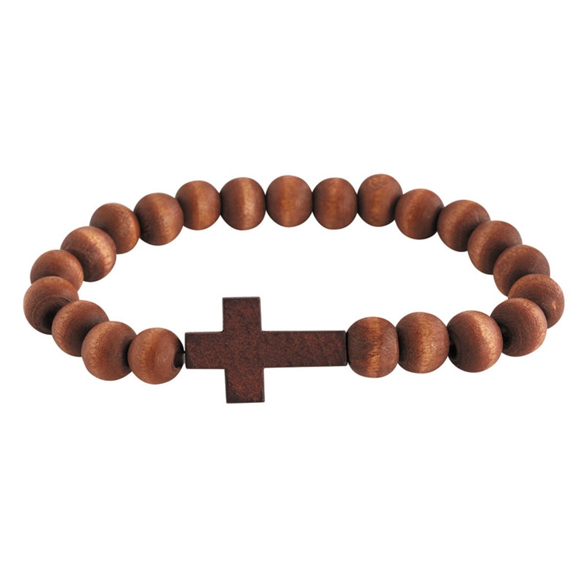 Religious Fashion Jewelry Wooden Cross Bracelet Christian for Men Women, 7 1/2 Inch