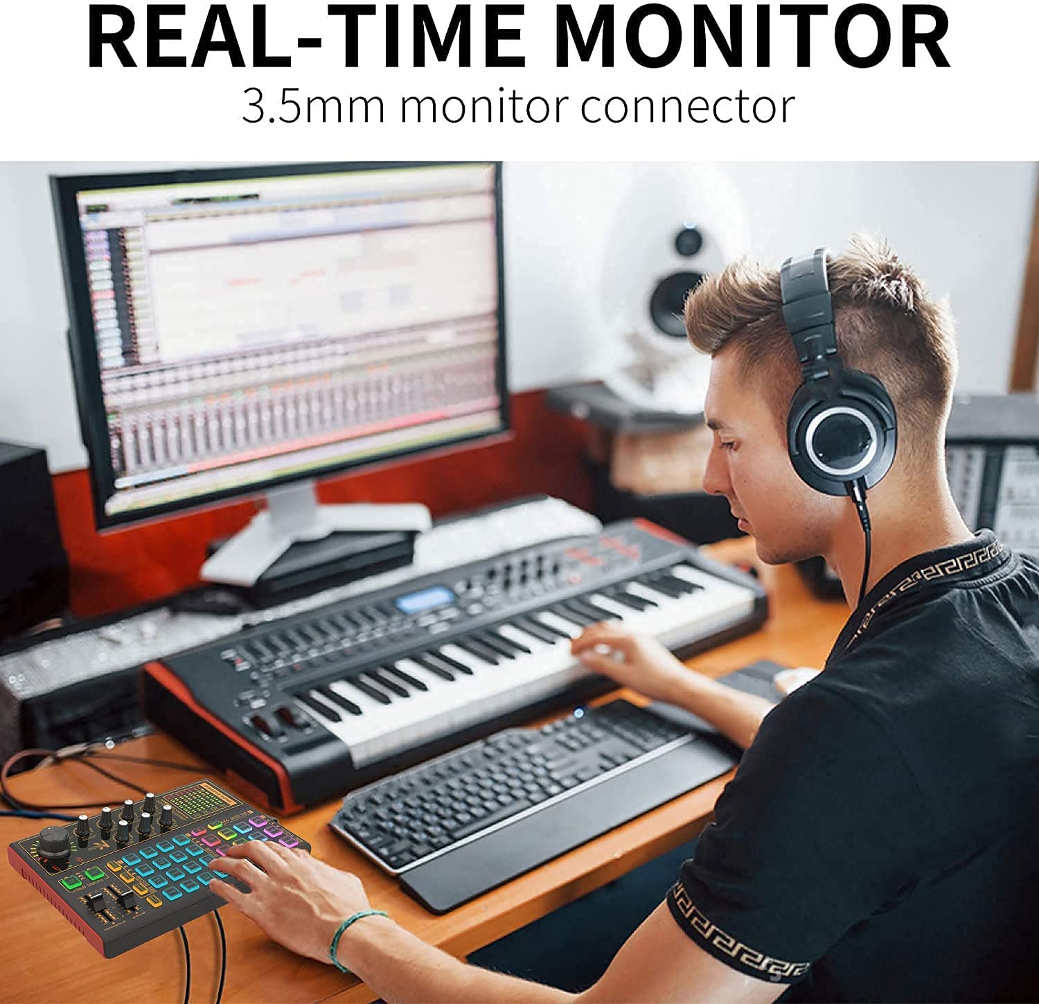 Voice Changer Sound Board, Audio Interface with Audio Mixer and Live Sound Card for Live Streaming, Guitar, YouTube, Recording and Gaming