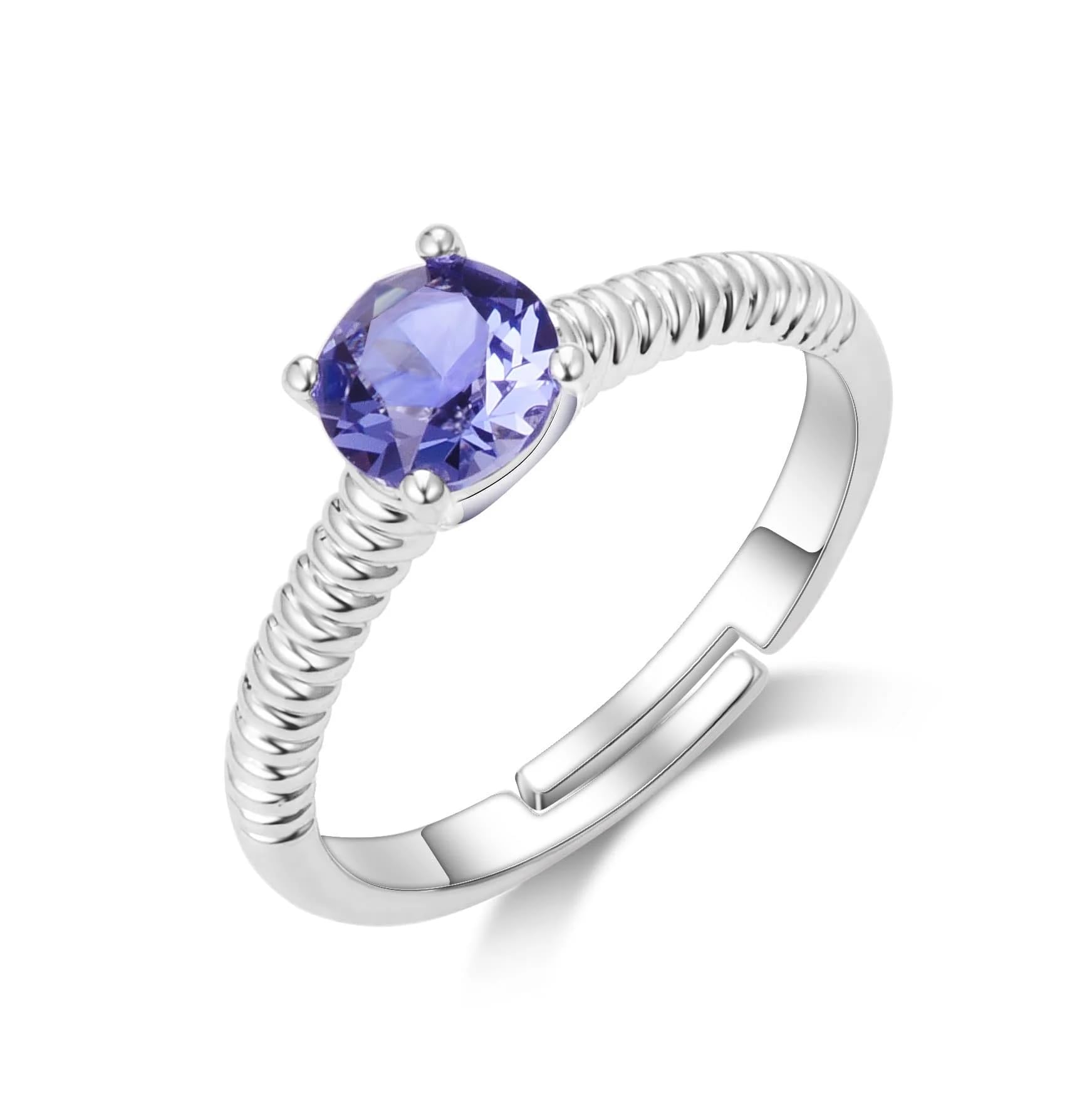 Philip Jones February (Amethyst) Adjustable Birthstone Ring Created with Zircondia® Crystals