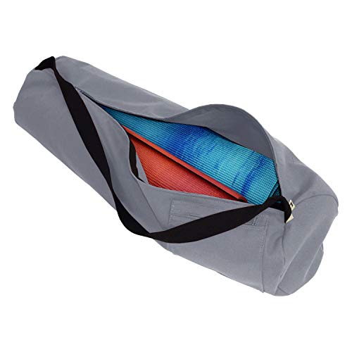 Stone Gray Cotton Mat Bag - 8" round x 32" long - Easy Open Zipper - Extra Large - (fits Manduka + Jade) - Made in USA