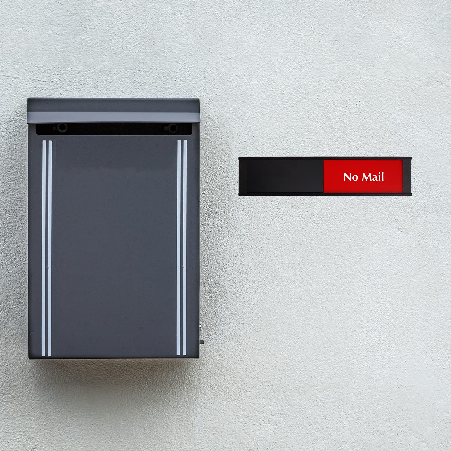 SmartSign Mail Is Here/No Mail Slider Sign | 2.25" x 10" Plastic Black