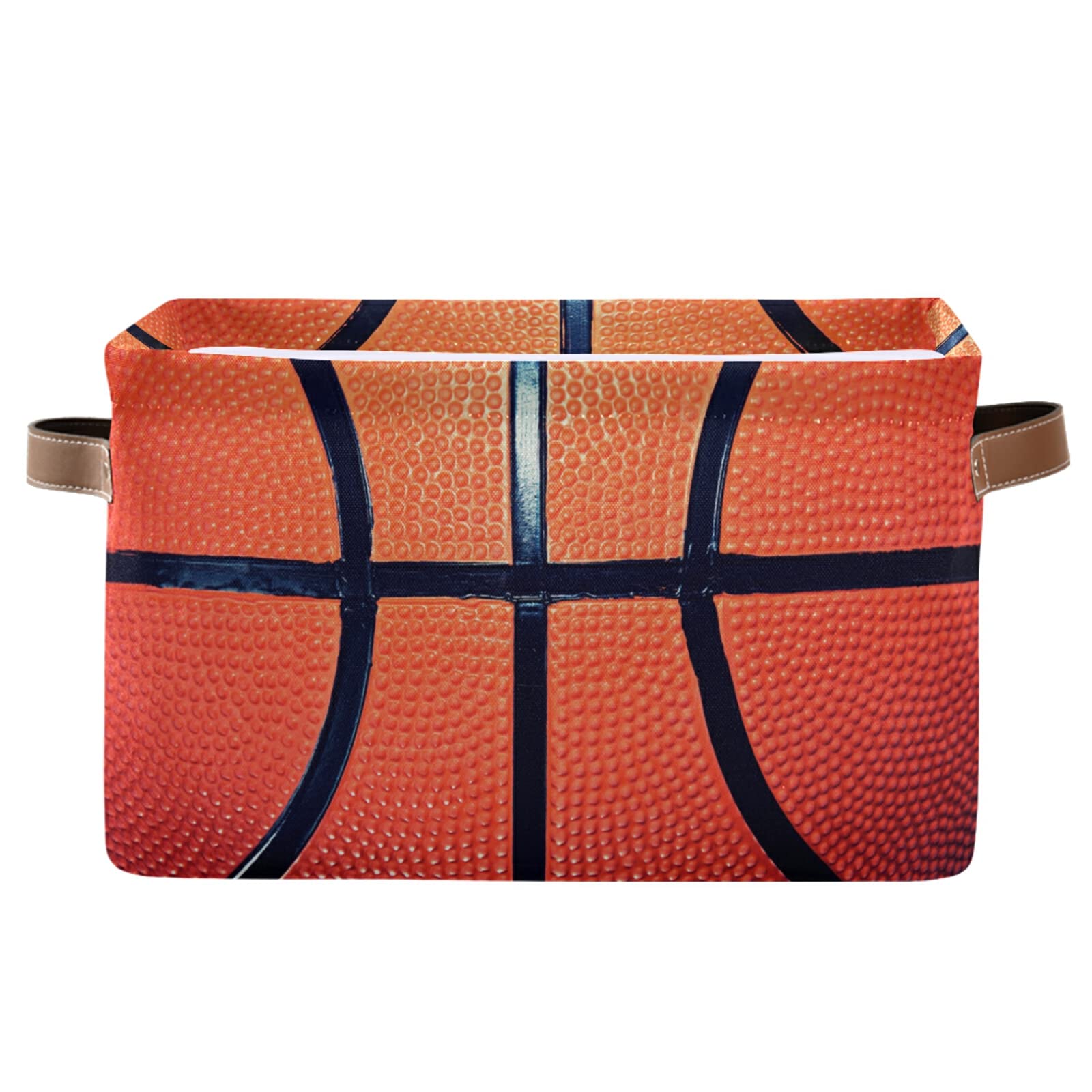 Sport Basketball Storage Bin Canvas Toys Storage Basket Bin Large Storage Cube Box Collapsible with Handles for Home Office Bedroom Closet Shelves,1 pc