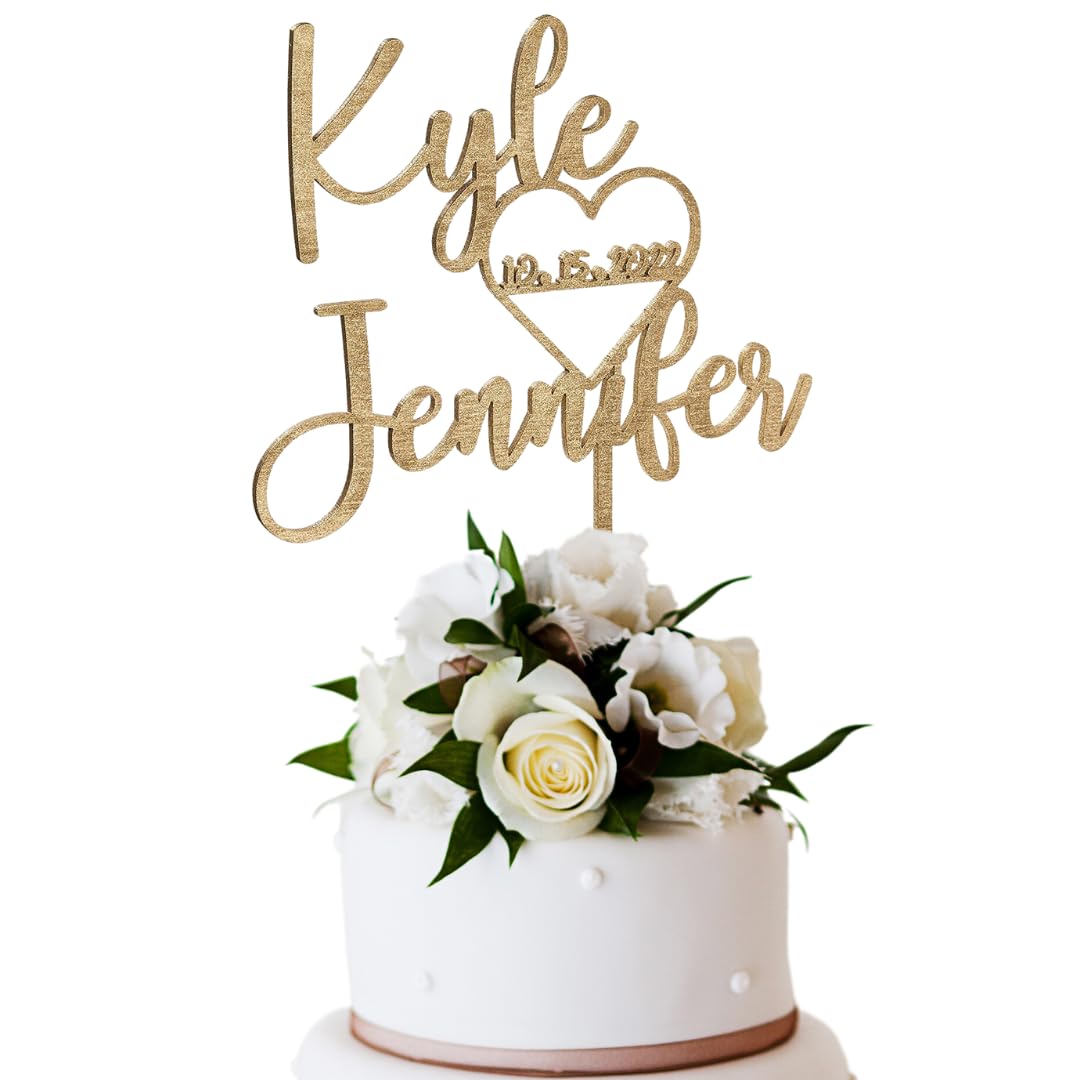 Shop Simply Perfect Wedding Cake Topper, Personalized Cake Topper for Anniversary, Engagement - Double Sided Black, Rose Gold, Wood Finish, Your Custom Text - Made in USA (Design 6)