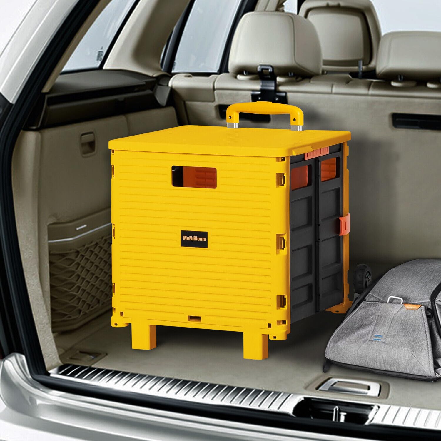 Yellow Collapsible Shopping Cart Foldable Utility Trolley