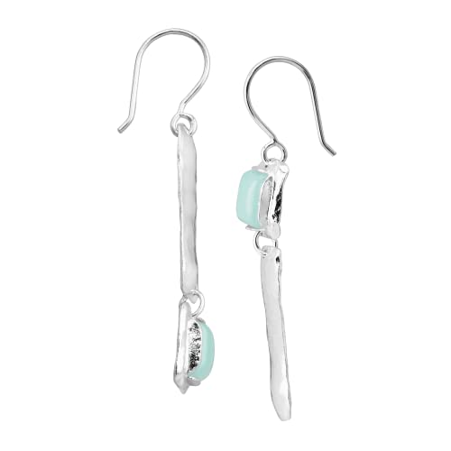 Silpada Drop Earrings for Women, .925 Sterling Silver, Natural Chalcedony Hinged, 'I'll Never Pas-Tell'
