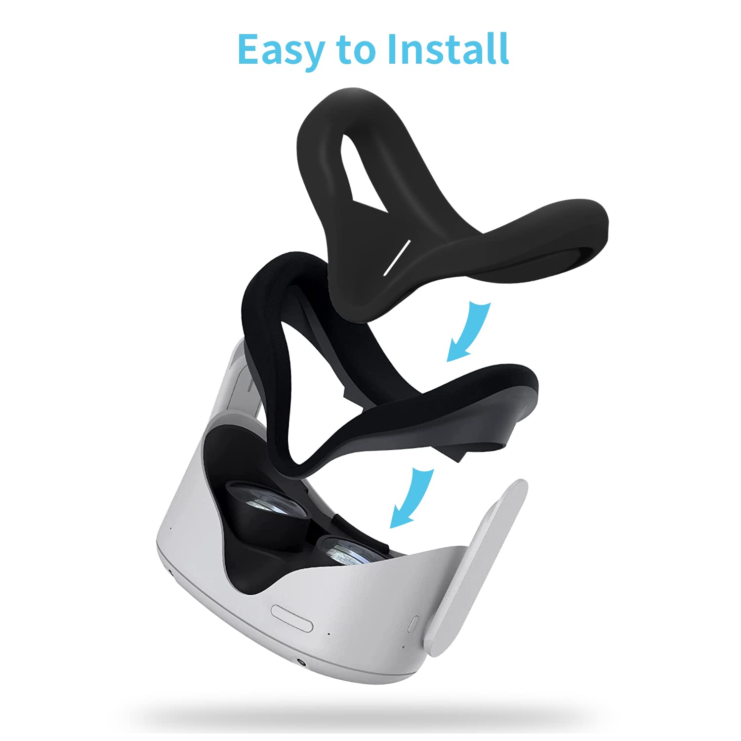 ZyberGears VR Oculus Quest 2 Face Cover with Lens Pad Silicone Quest 2 Face Pad Lens Cover Protector for Oculus Quest 2 Accessories - Black