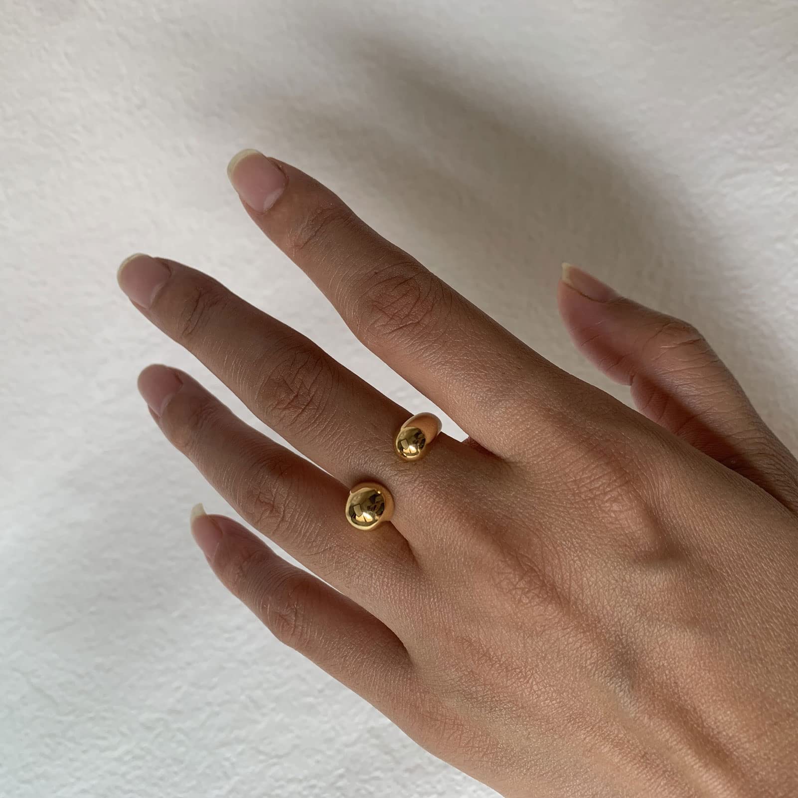 YESLADY Chunky Rings for Women Adjustable Open Cuff Statement Ring Teardrop Dome Bold Jewelry