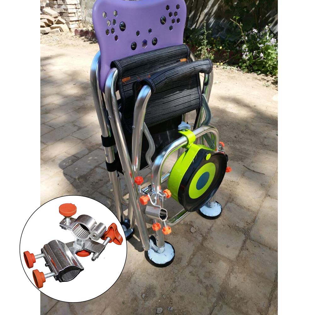 SKYHY224 Fishing Chair Stand Bracket Tackle Tool Aluminum Alloy Single Support Adjustable Clamp Portable Multifunctional d Rack Holder Accessories Durable Mount(Orange)