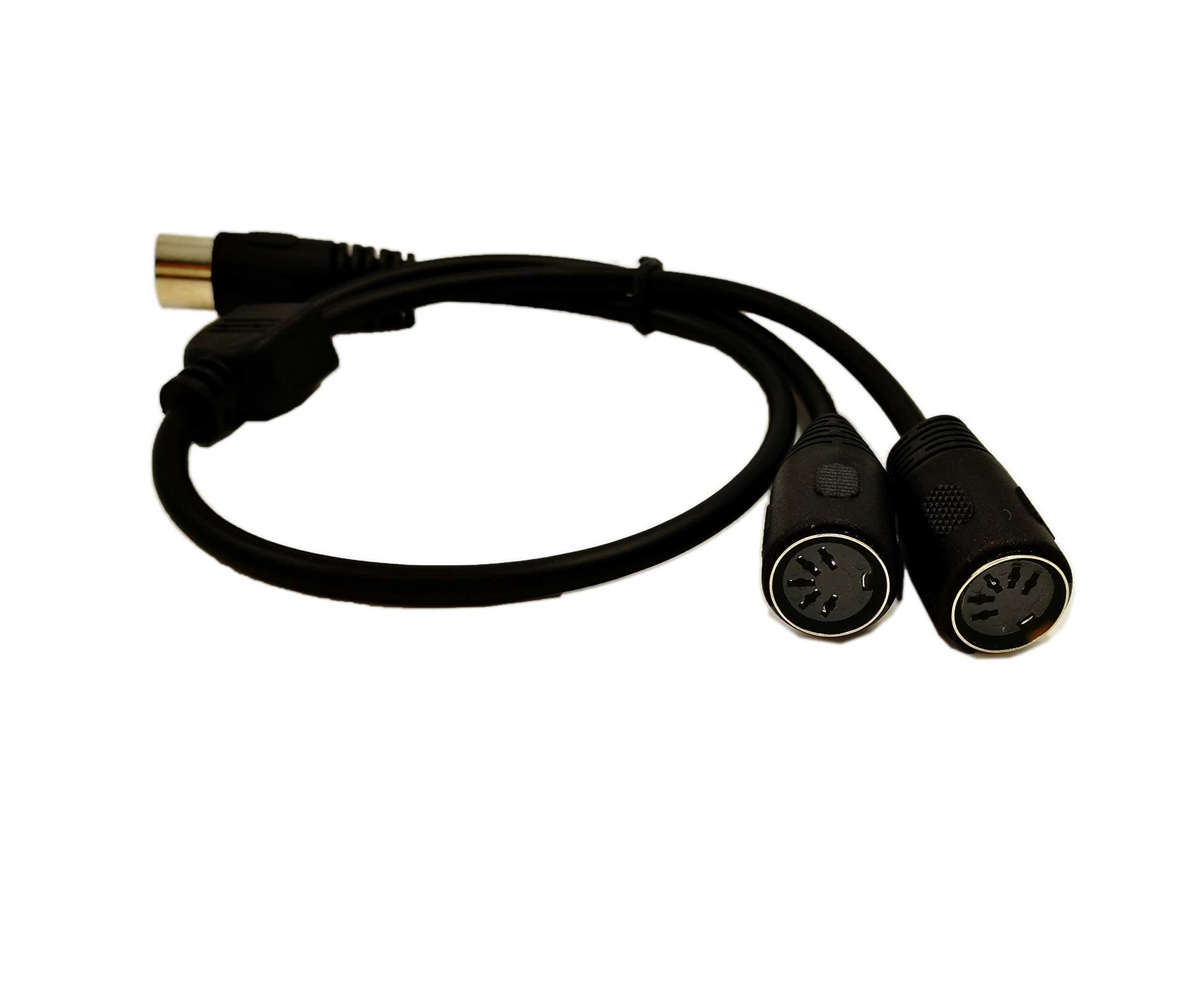 SinLoon DIN 5-Pin Splitter Y Adapter MIDI Cable, MIDI 5 Pin Male to Dual 2 x DIN-5 Female Extension Audio Cable (D5P M-2F,0.5meter)