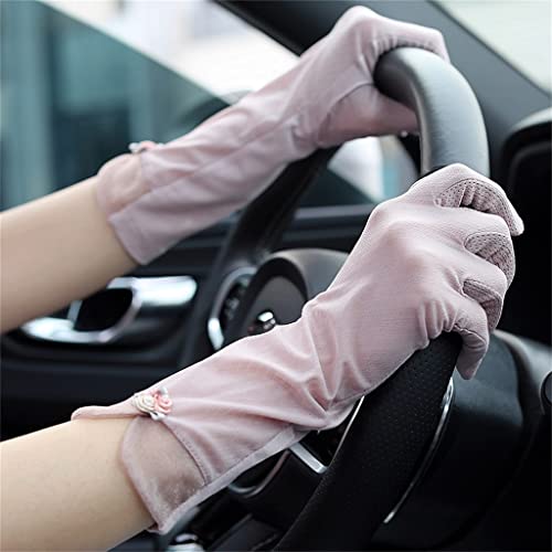 ZYKHD Summer Women's Driving and Cycling Gloves Hand Socks Hand Sleeve Sunshade Thin Ice Silk Lace Gloves (Color : B, Size : 31 * 17cm)