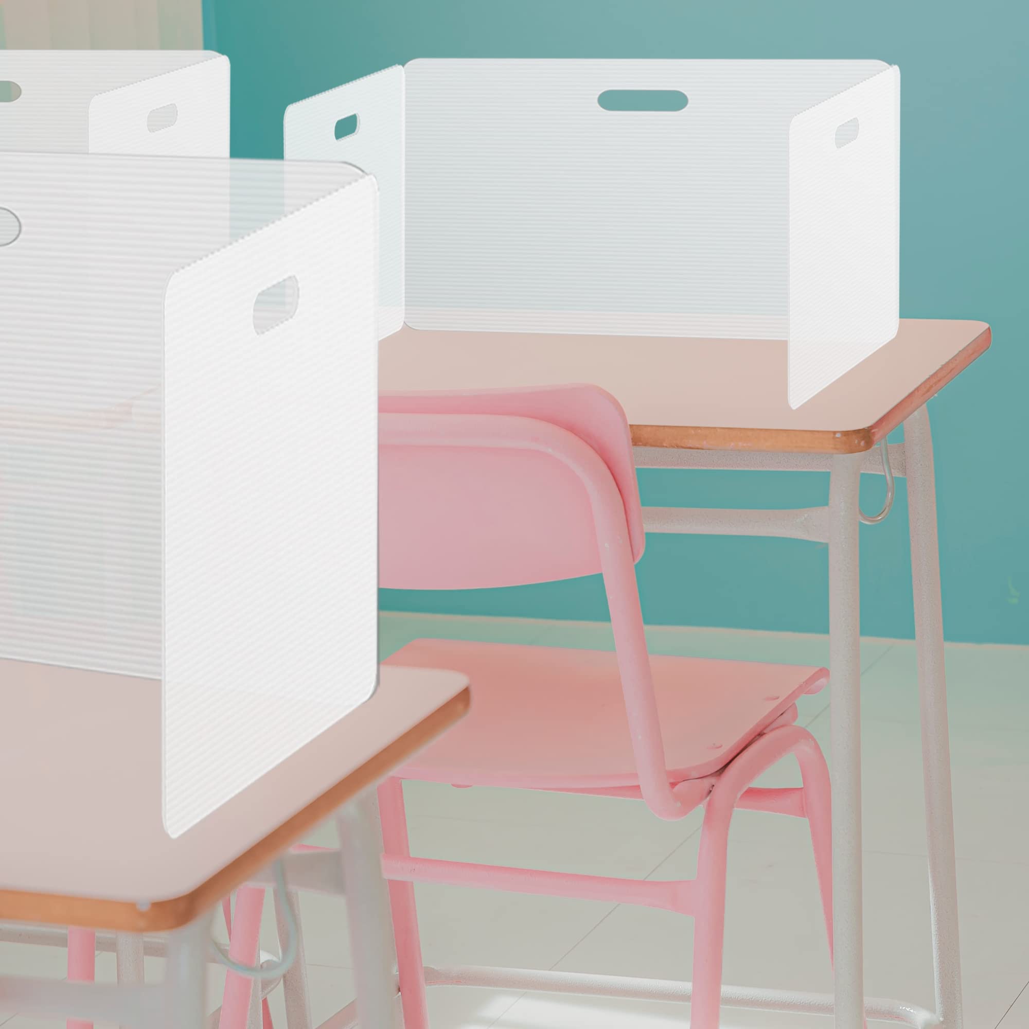 Privacy Shields 2 Pack Durable Easy Carry Plastic Desk Dividers-Easy to Disinfect Classroom Dividers-Portable Divider-Re-usable Privacy Divider