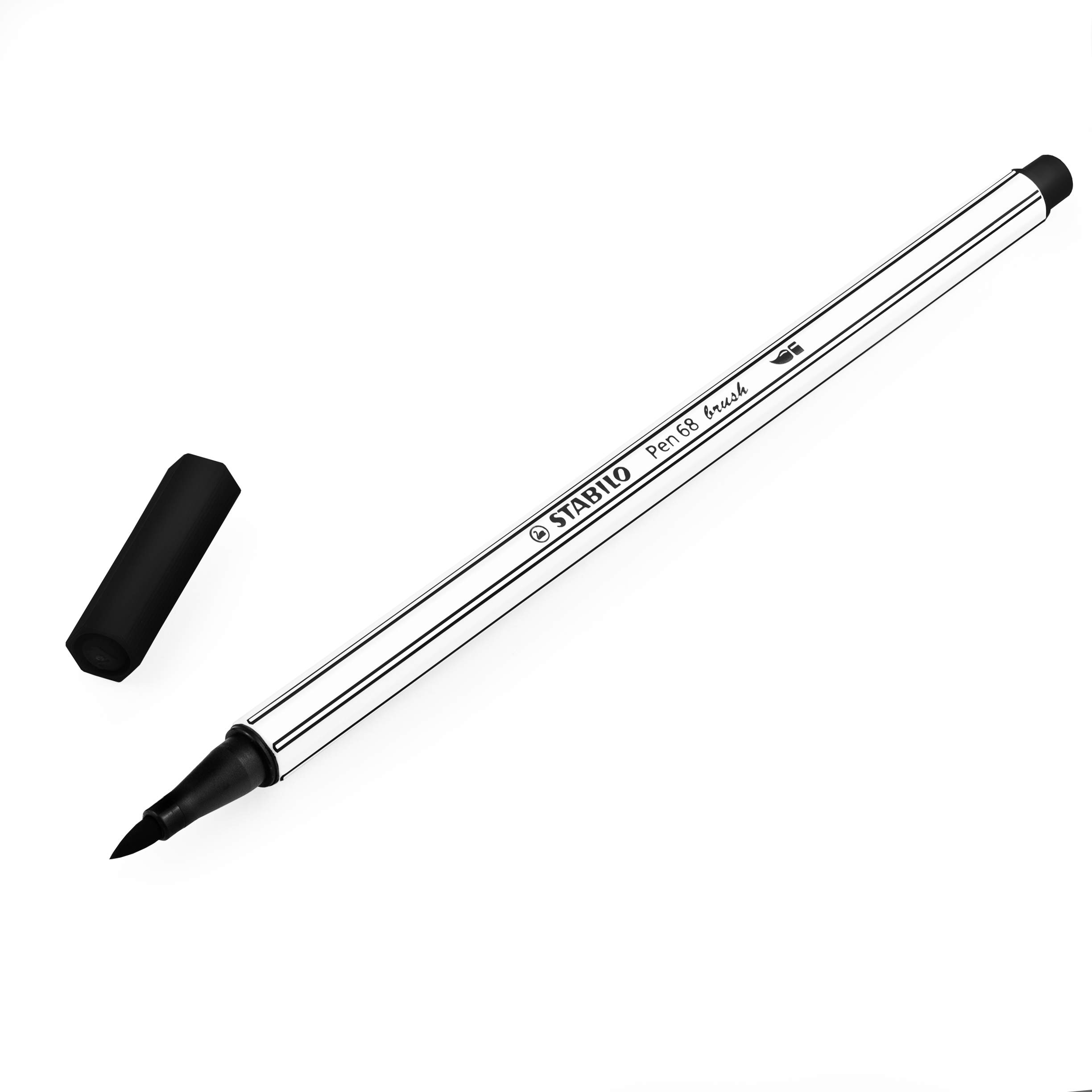 STABILO - Pen 68 Brush Felt Tip Pen - 1-3mm - Black, Brown, Grey - Pack of 3