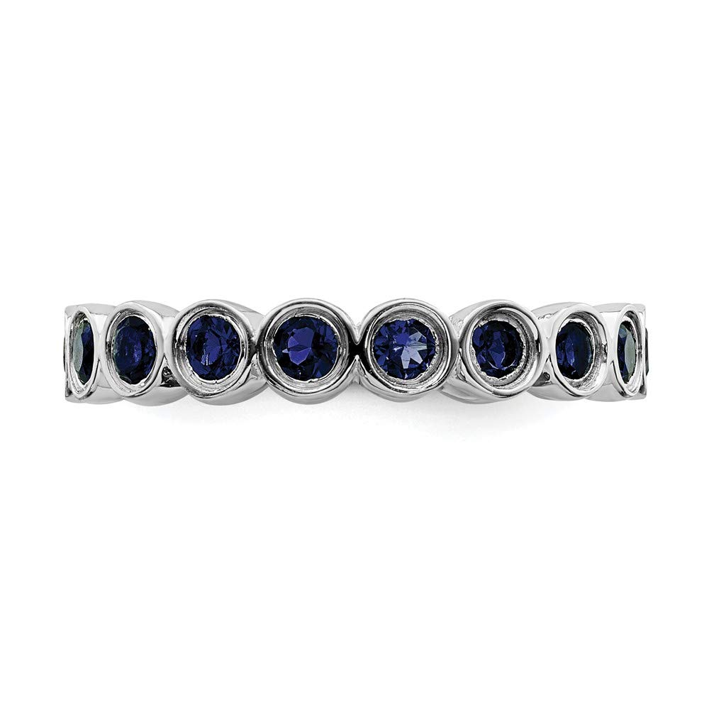Solid 925 Sterling Silver Stackable Created Sapphire Blue September Gemstone Ring Eternity Band Size 8