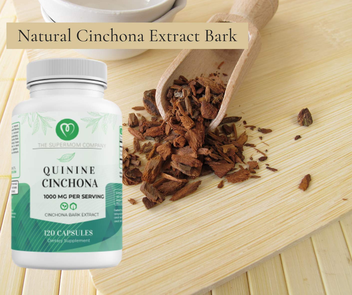 Quinine Cinchona Bark Extract Herbal Supplement for Boosting Immune System, Leg Cramping Relief, Muscle Cramps and Overall Digestive Health - All-Natural 1000 mg Per Capsule - 120 (120 Count)
