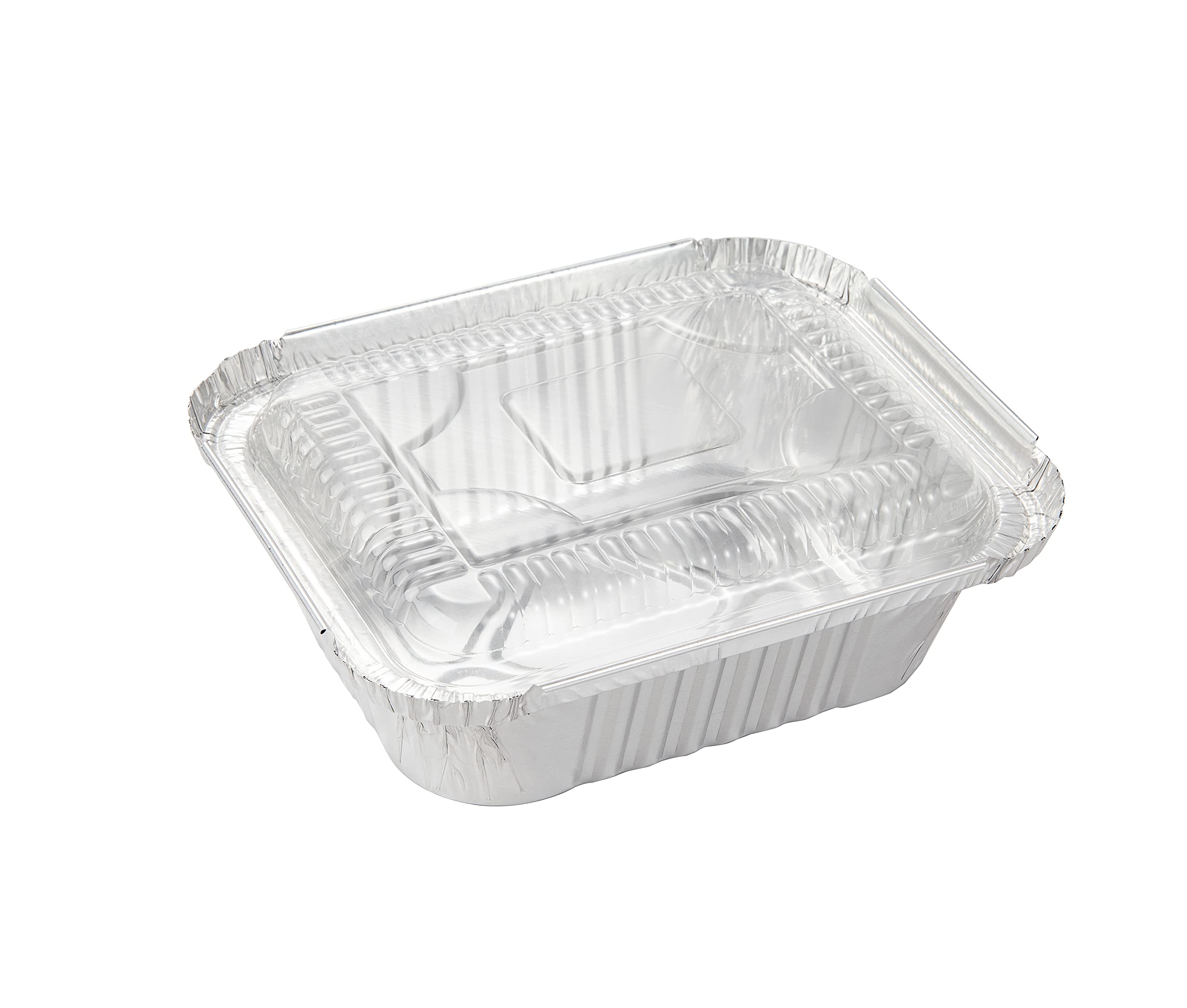 Waytiffer Aluminum Foil Pan 5.5" x 4.5" (50 Pack) Disposable Cookware with Lids/Aluminum Foil Food Containers/Meal Prep Freezer Drip Pans BBQ Potluck Holidays Silver