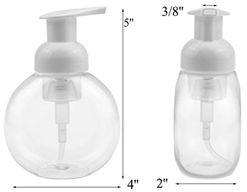 Yesland 12 Pack Clear Foaming Soap Dispenser with White Pump, 8.5 oz Pump Bottles, Plastic Press Bottles/Foam Liquid Hand Soap Containers for Kitchen and Bathroom