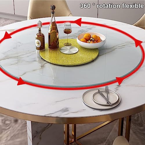 Yesbon Tempered Glass Turntable Lazy Susan for Table Round Clear Serving Plate Rotating Stand Kitchen Dining Table Tray Tabletop Organizer Spices Storage Holder 300KG Bearing,Gold,80cm