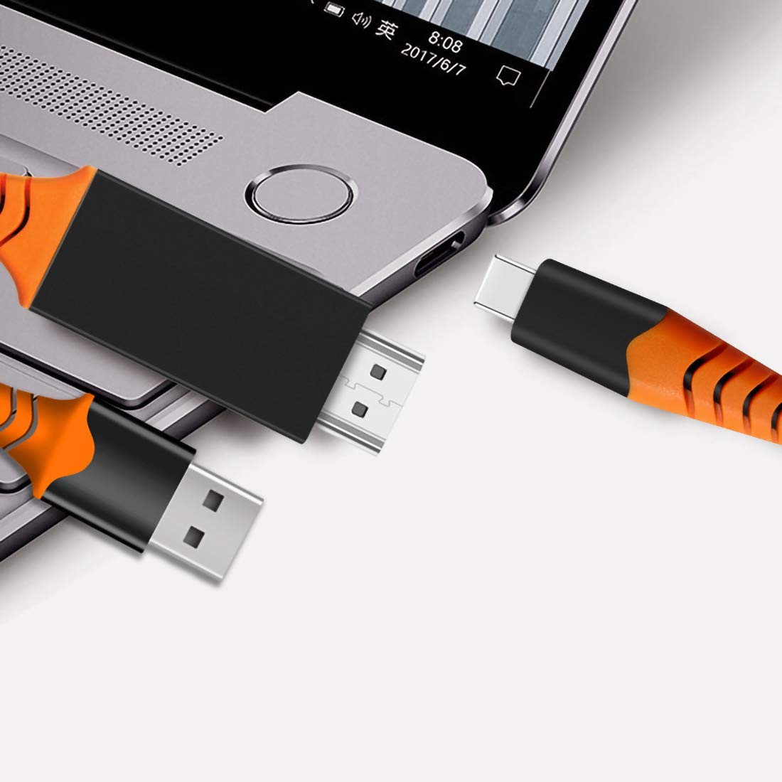 PRO USB-C HDMI Compatible with Samsung Galaxy A32 5G at 8k/4k Plus Power Port, 6ft/1.8M Cable at Full 4k 2160p@60Hz/8k 7680x4320@30Hz [Thunderbolt 3/4]