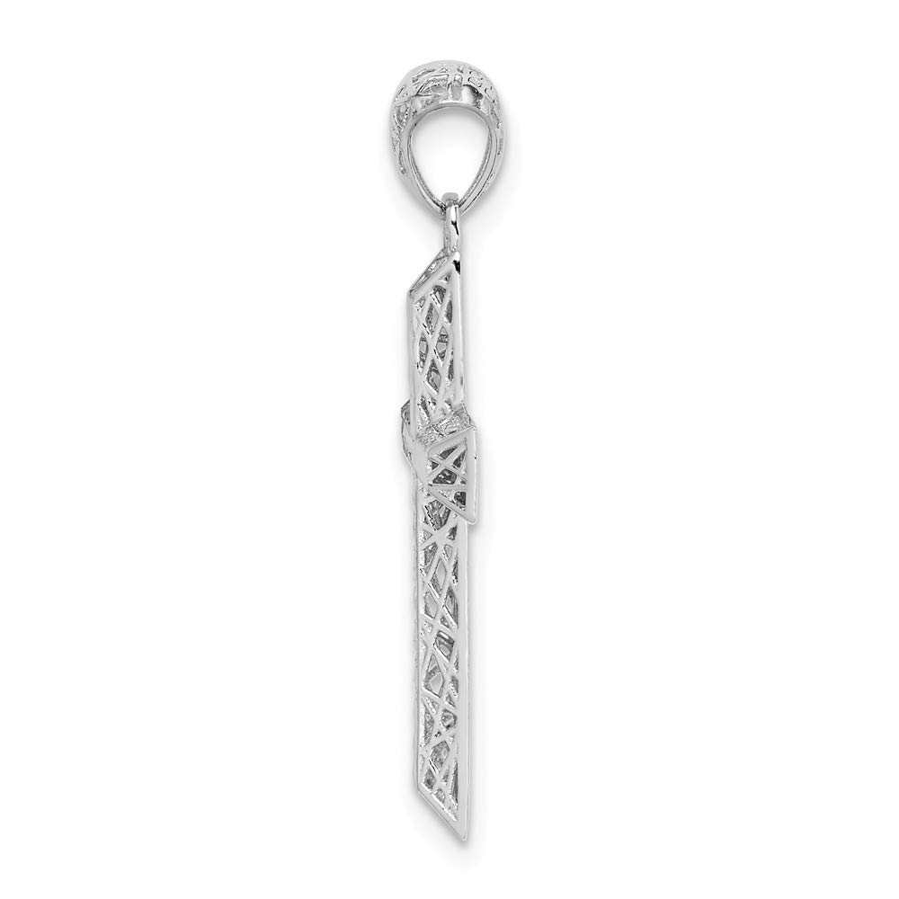 Solid 925 Sterling Silver SMALL 3D Diamond-Cut Cross Pendant Charm