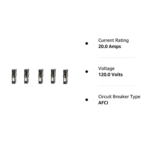 Square D by Schneider Electric HOM120PCAFIC Homeline Plug-On Neutral 20 Amp Single-Pole CAFCI Circuit Breaker, (5-(Pack))