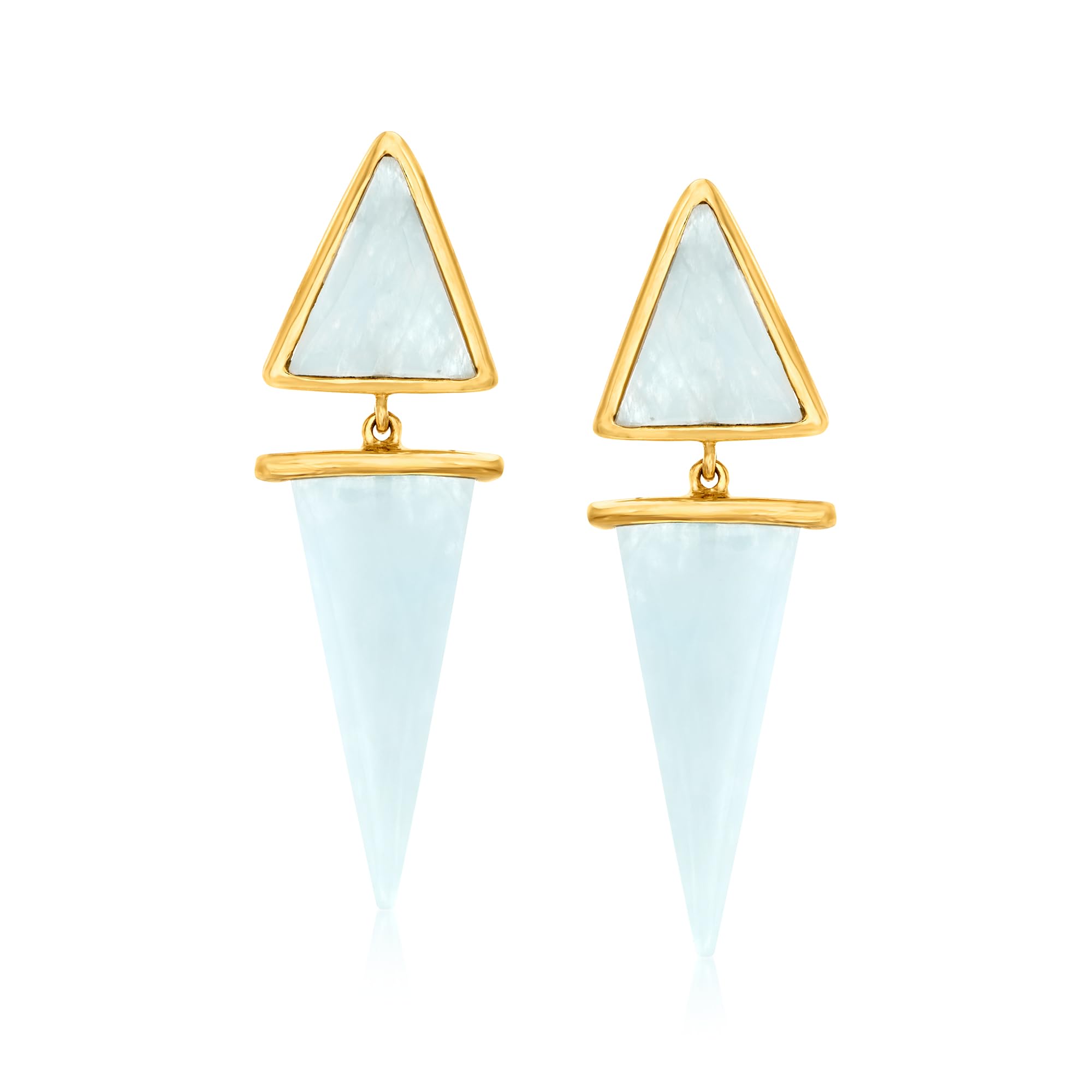 Ross-Simons 14.70 ct. t.w. Milky Aquamarine Drop Earrings in 18kt Gold Over Sterling
