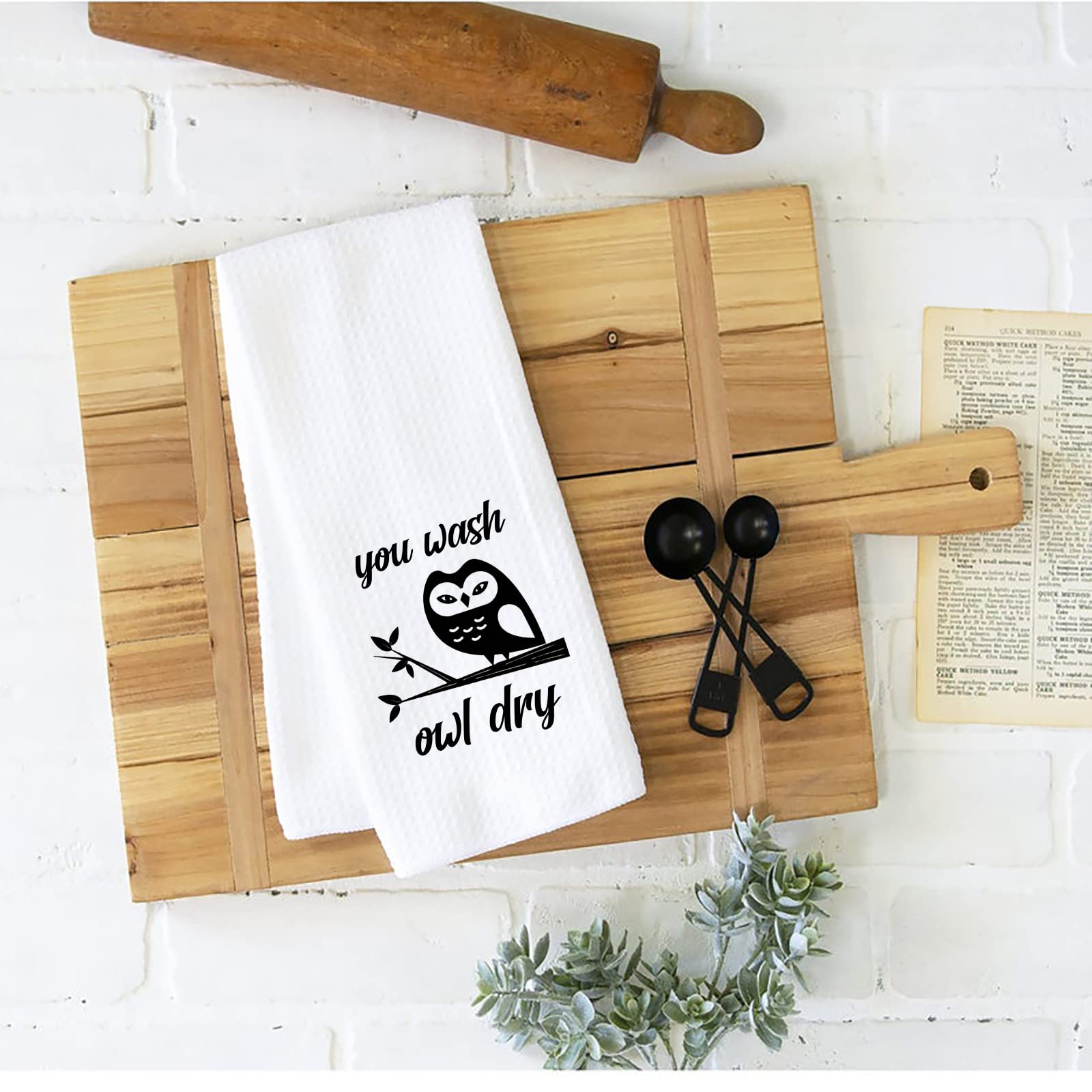 WCGXKO Owl Lover Gift Owl Kitchen Decor Housewarming Gift You Wash Owl Dry Dish Towel Kitchen Towels Tea Towel (You wash owl Dry)