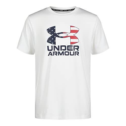 Under Armour Big Boy's UA COMP Rashguard Swimwear, White, YLG