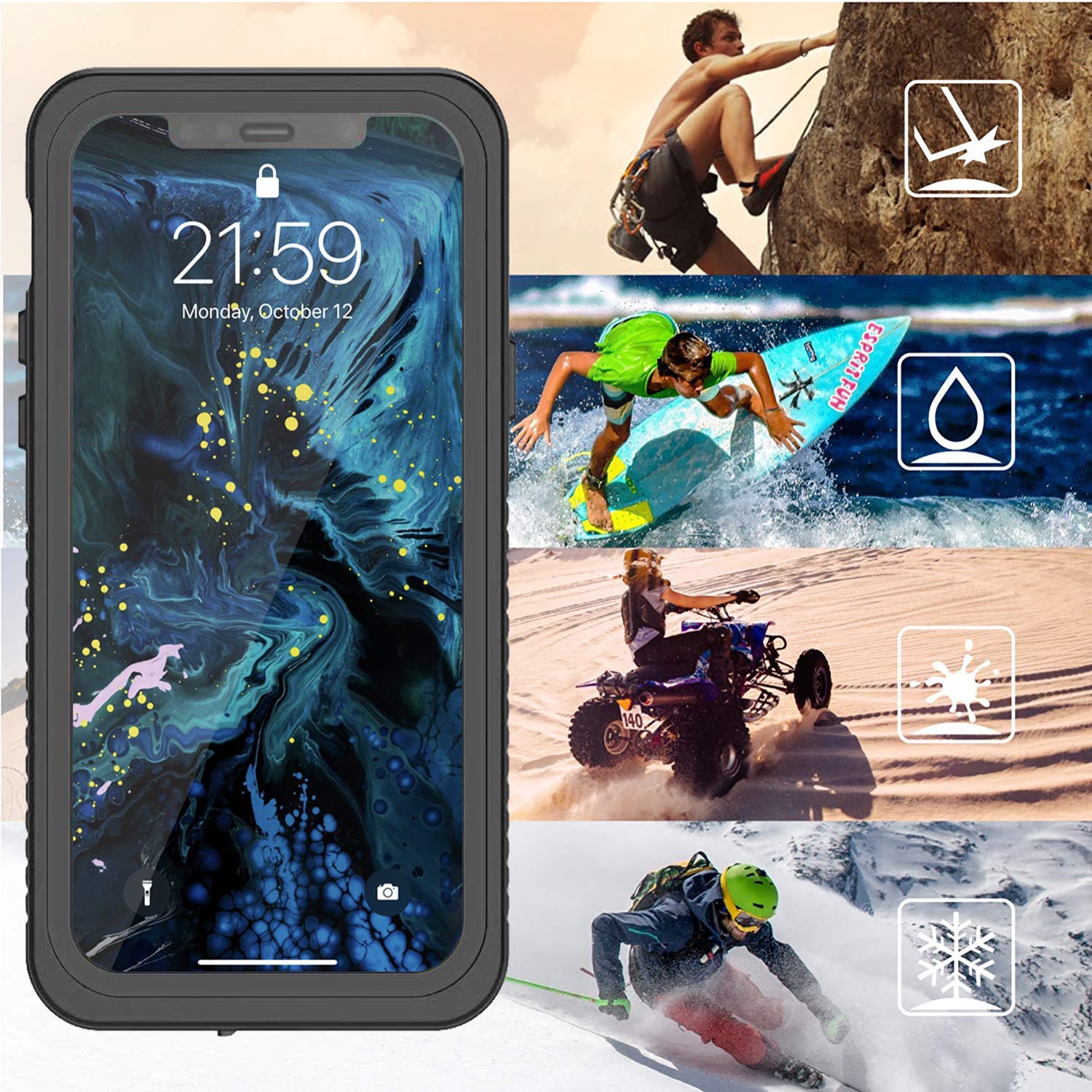 YESHON for iPhone 12 Pro Max Case, iPhone 12 Pro Max Waterproof Case, Built-in Screen Protector Full Sealed Cover, Shockproof IP68 Waterproof Clear Case for iPhone 12 Pro Max 6.7 inch (2020 Released)